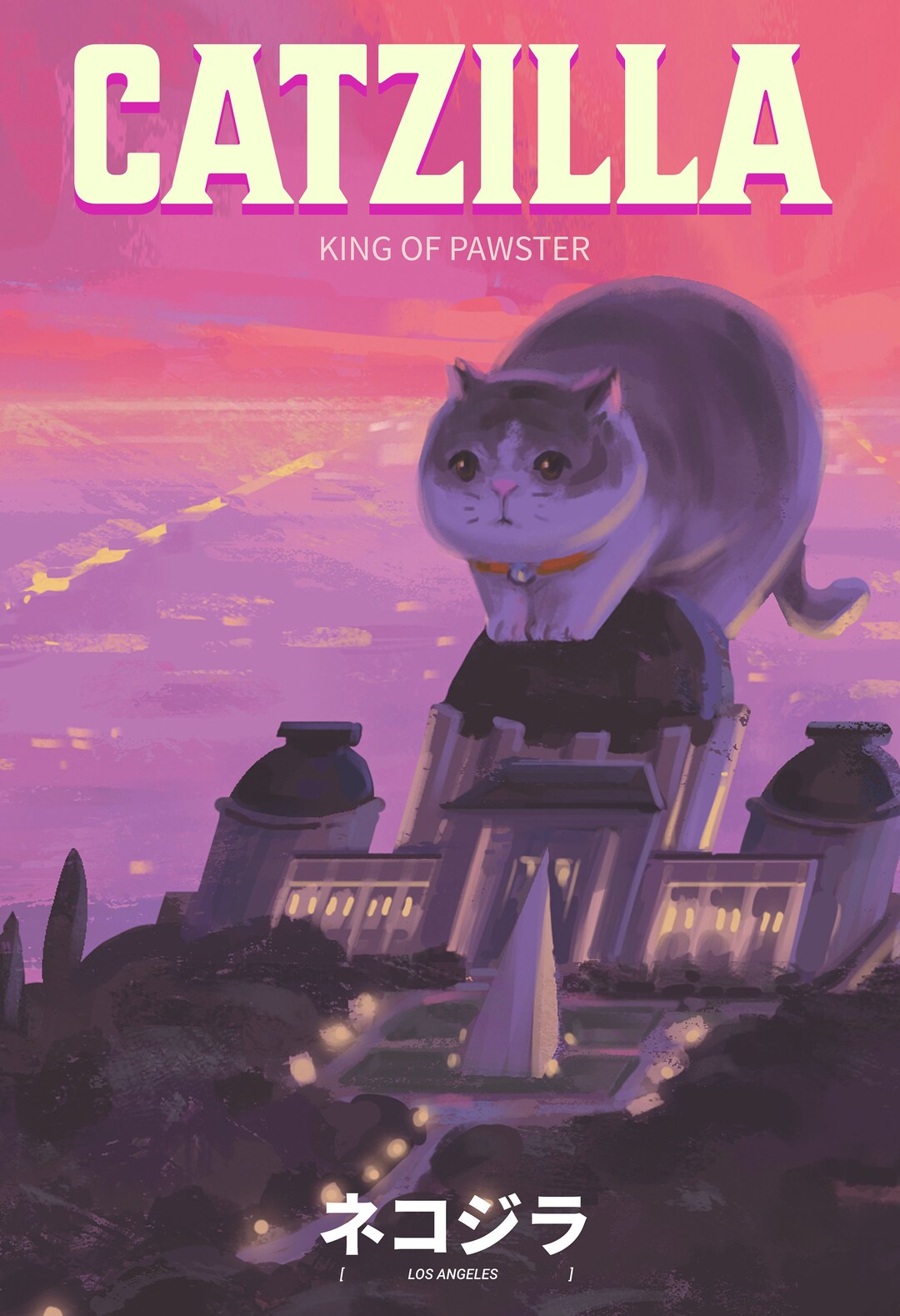 Catzilla Los Angeles Griffith Observatory Poster - Etsy