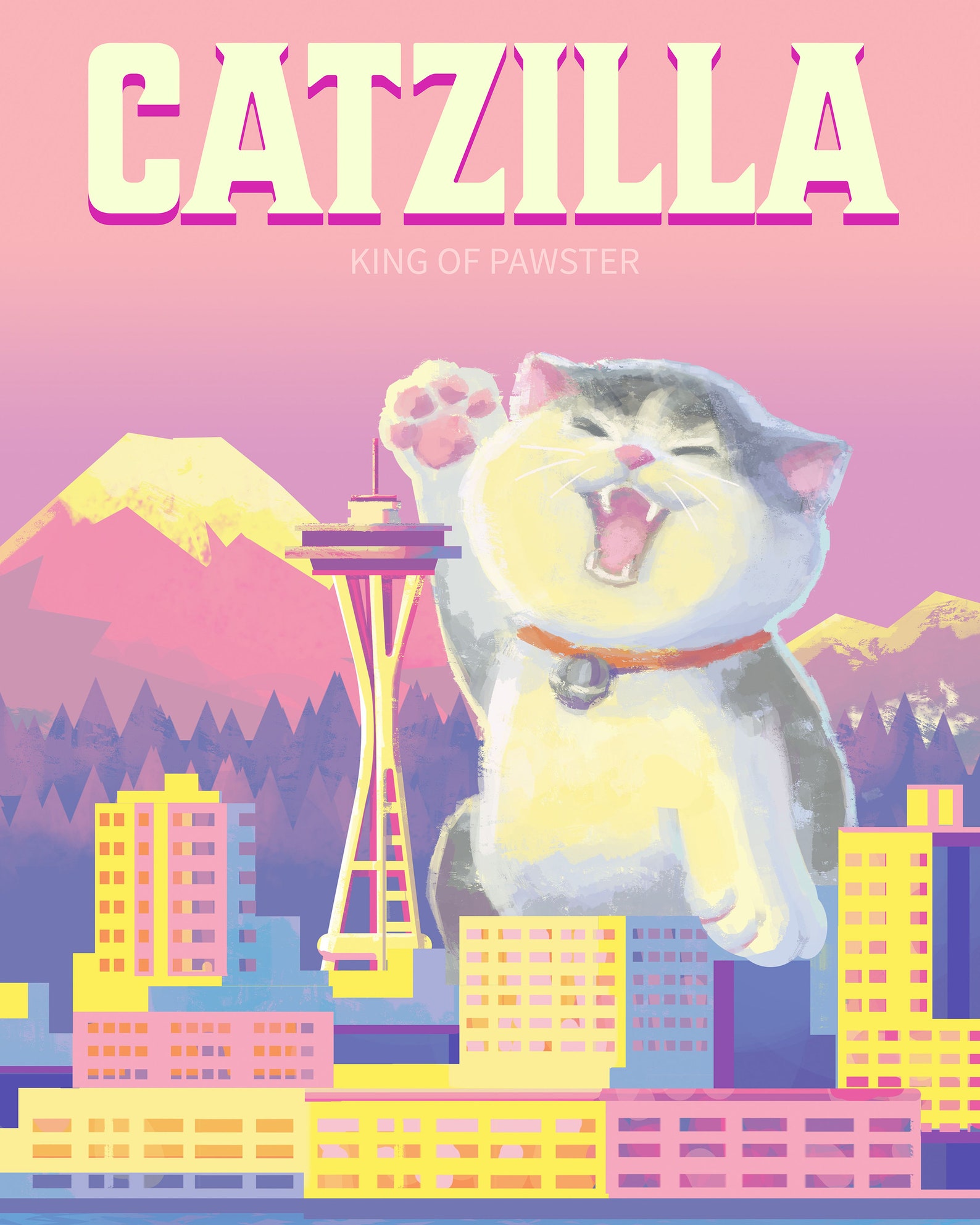 Catzilla Seattle Space Needle - Etsy