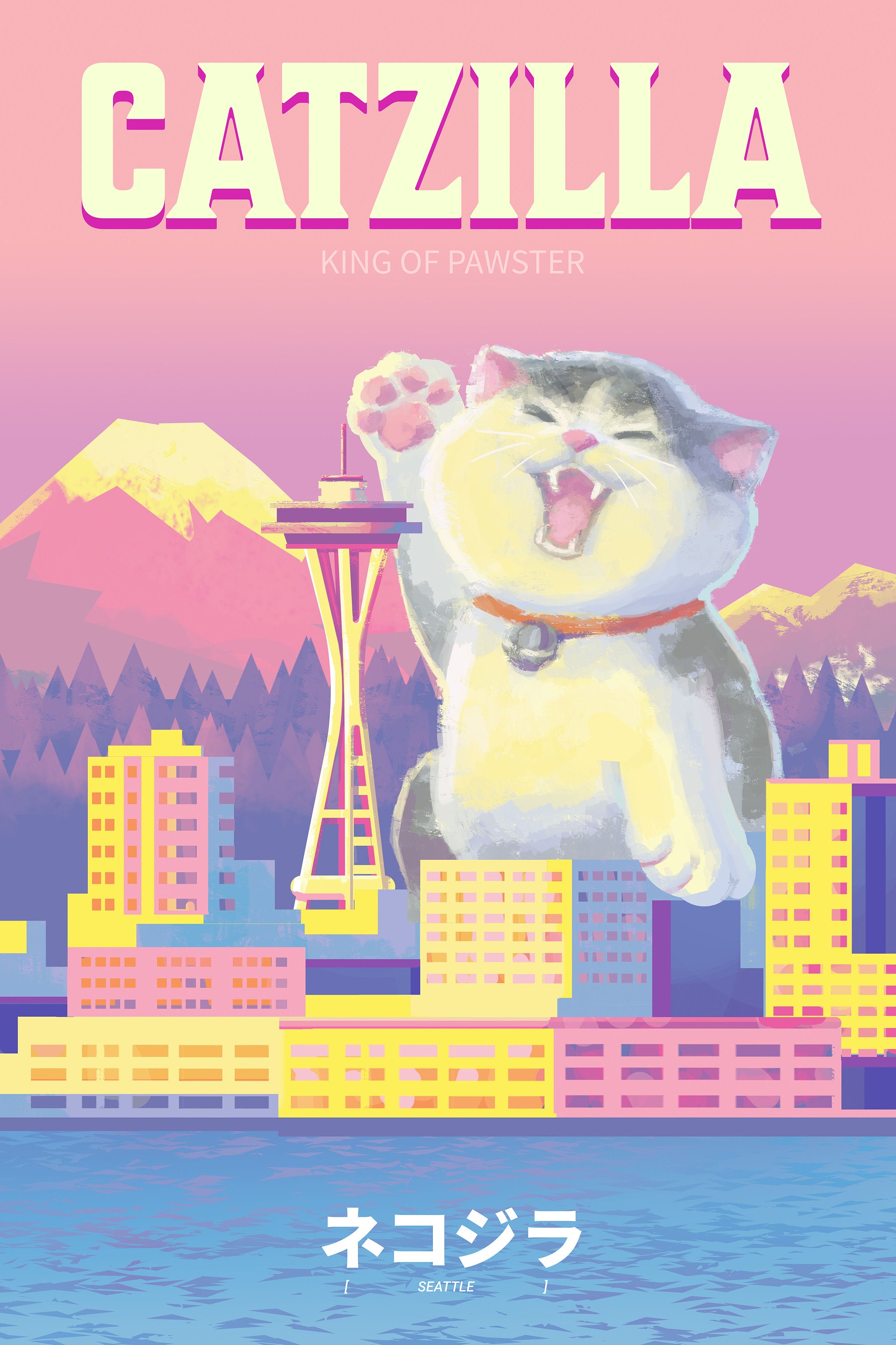 Catzilla Seattle Space Needle - Etsy