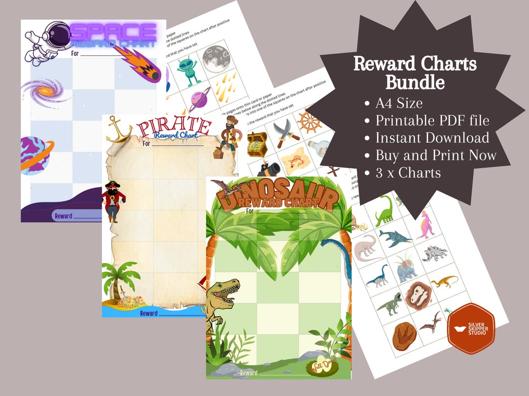 Printable Reward Chart Bundle Instant Download 3x Kids Reward Chart ...