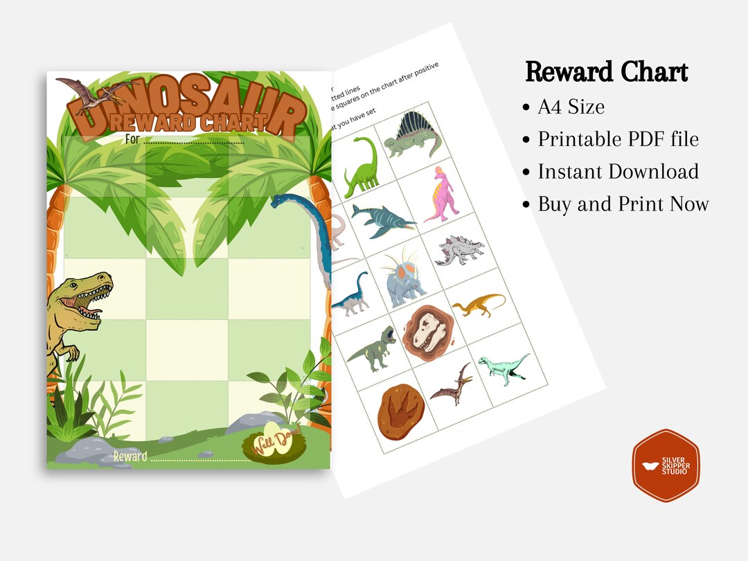 Printable Dinosaur Reward Chart for Kids Download Instantly Kids Reward ...