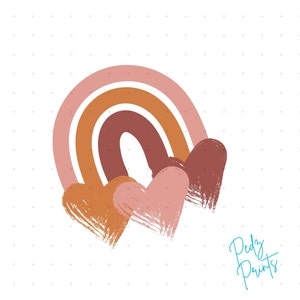 Boho Rainbow Heart PNG File - Etsy