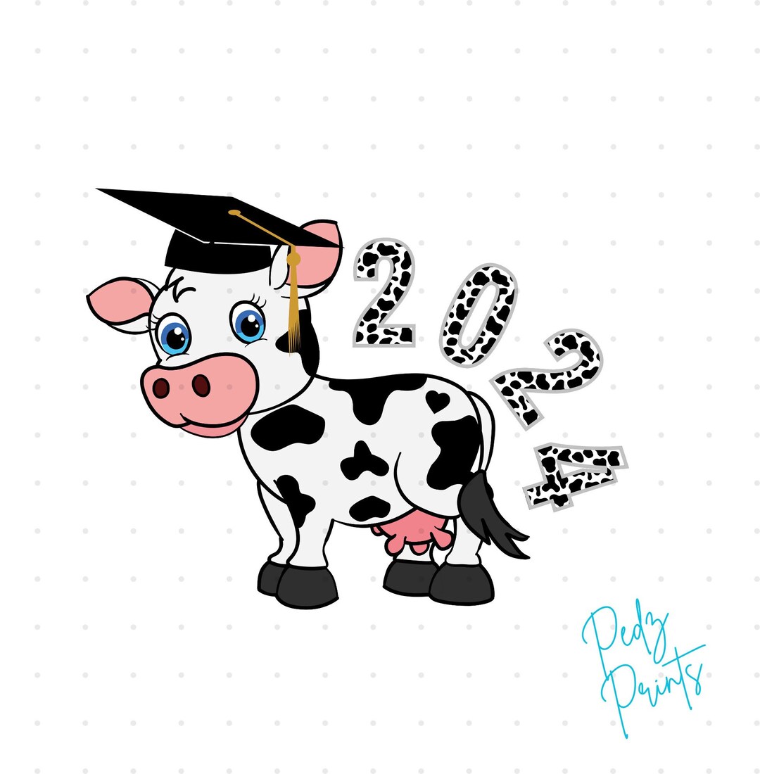 Graduation Cow Clipart Instant Download PNG for Class of 2024 Decor ...
