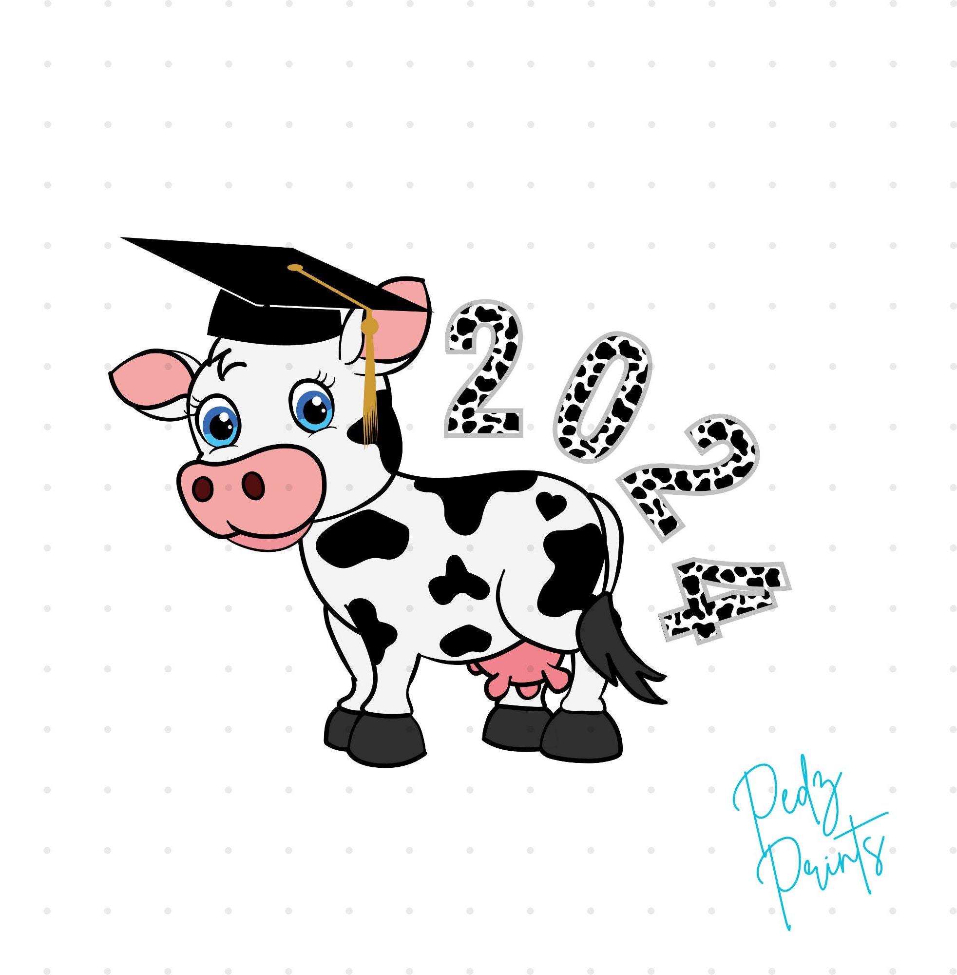 Graduation Cow Clipart Instant Download PNG for Class of 2024 Decor ...