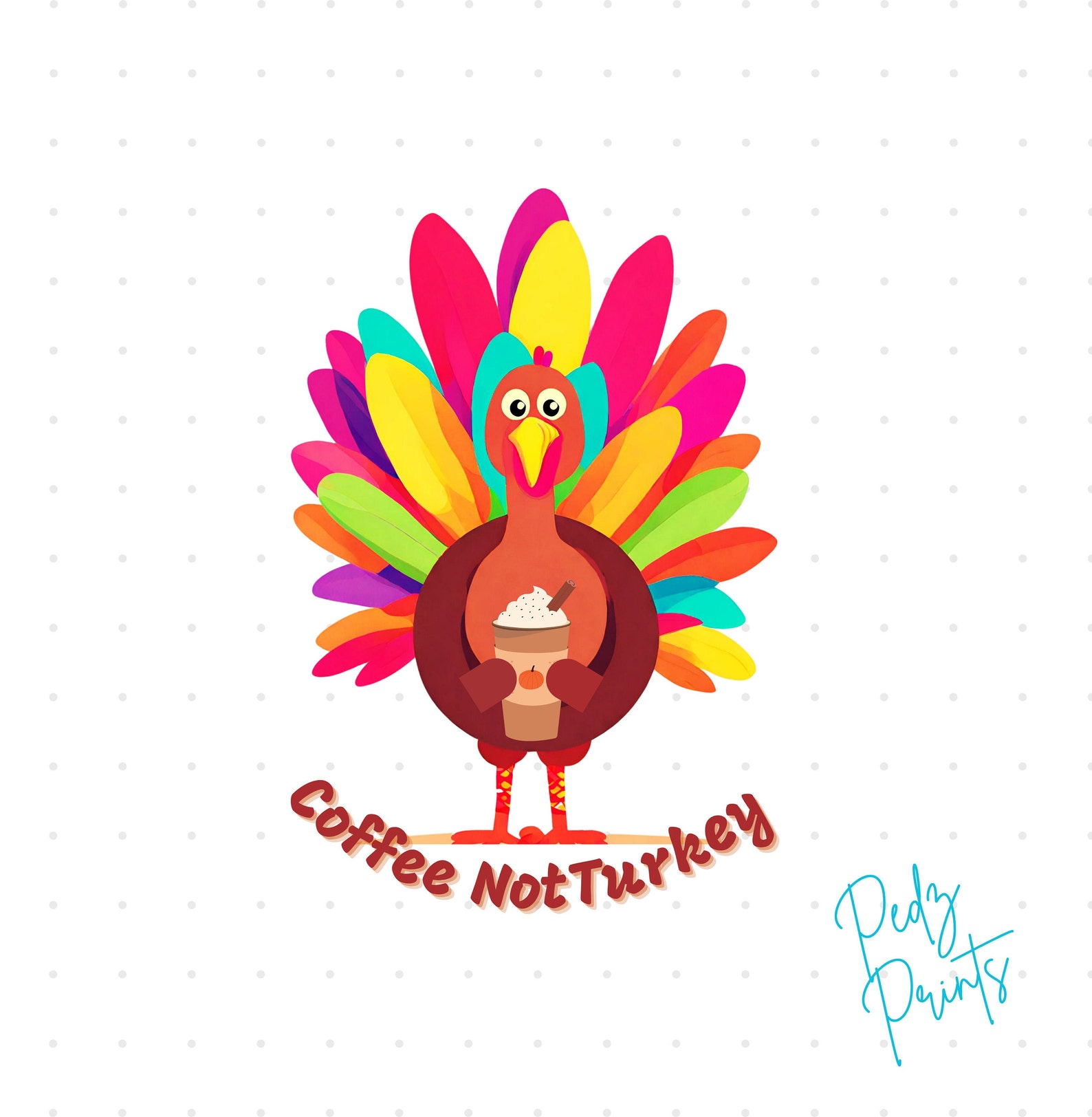 Turkey With Coffee Clip Art, PNG File - Etsy