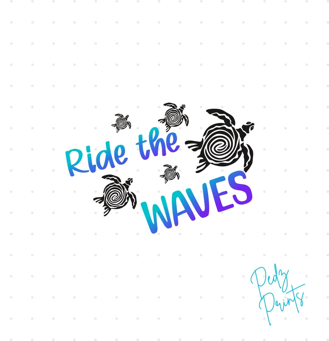 Sea Turtles Ride the Waves Fun Beach Clip Art, PNG File; - Etsy