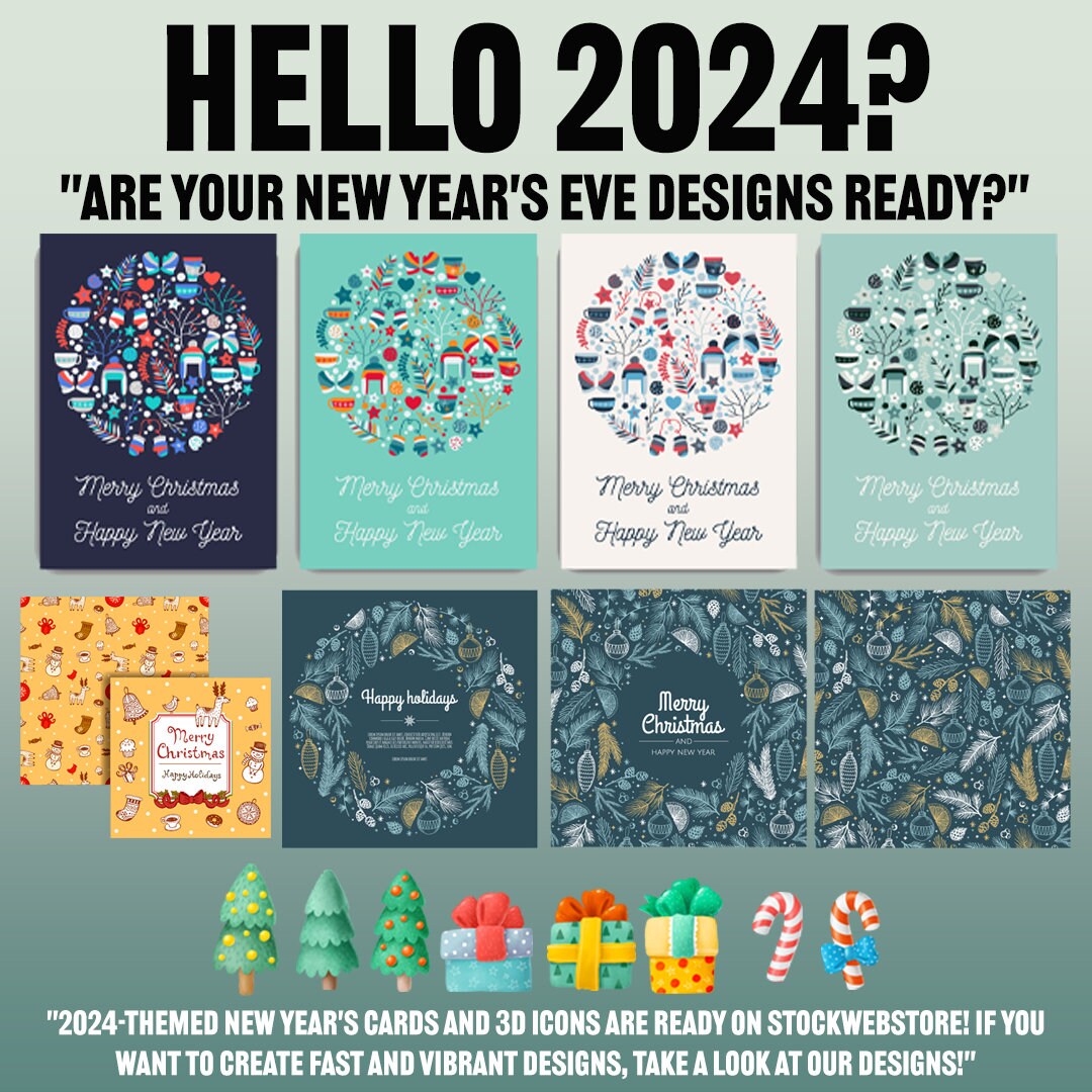 Unique 2024 New Year Cards: Personalized PNG, EPS, and PSD Designs to ...