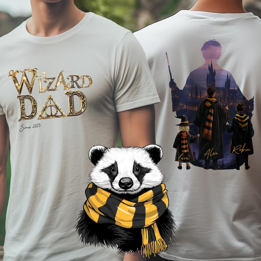 The Wizard Dad Black and Gold Badger Edition T-shirt Dad Tshirt ...