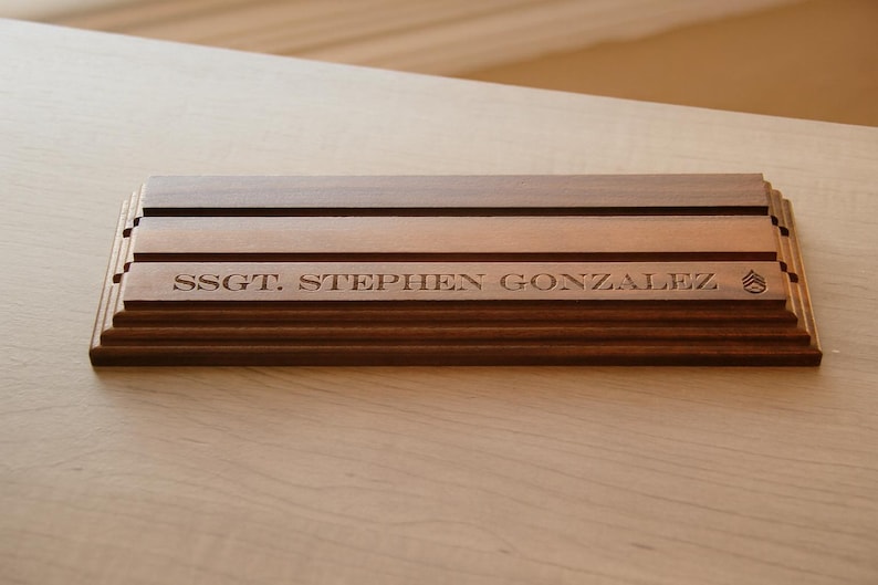 Personalized Wooden Challenge Coin Rack - Nameplate Display, Multi Row ...