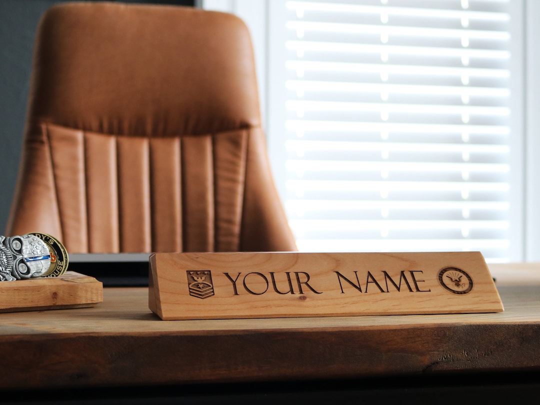 Personalized Wooden Desk Wedge, Desk Nameplate, Military Gift ...