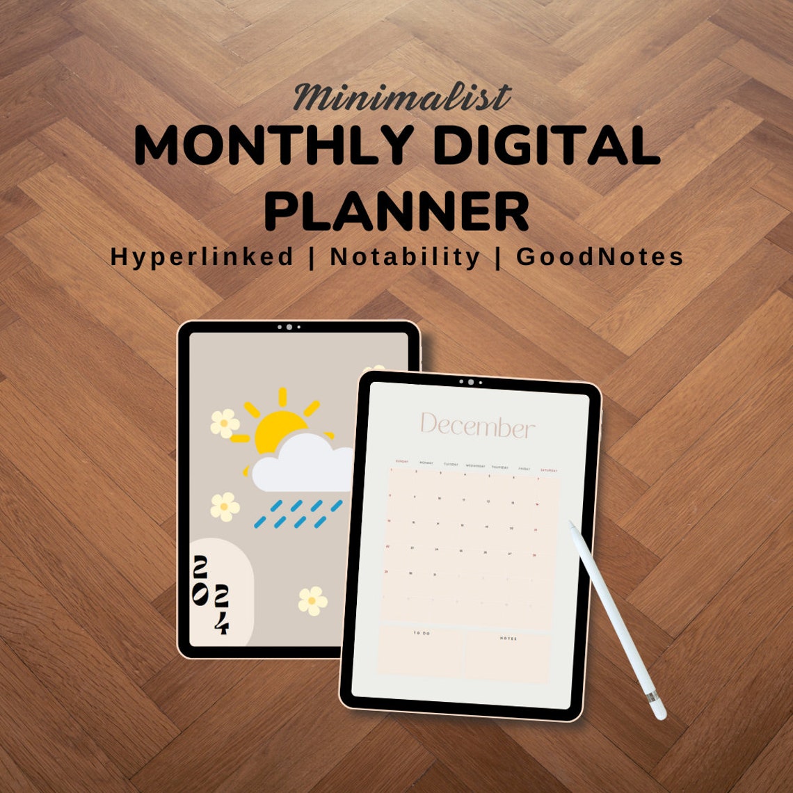 2024 Monthly Digital Planner, Goodnotes Planner, iPad Planner, Android ...