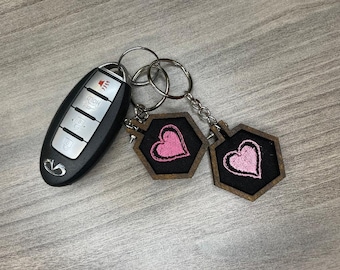 Hand Embroidered Keychain With Heart Shaped Clips - Etsy