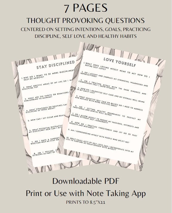 Self Reflection Workbook Printable PDF Digital Download - Goal Setting ...