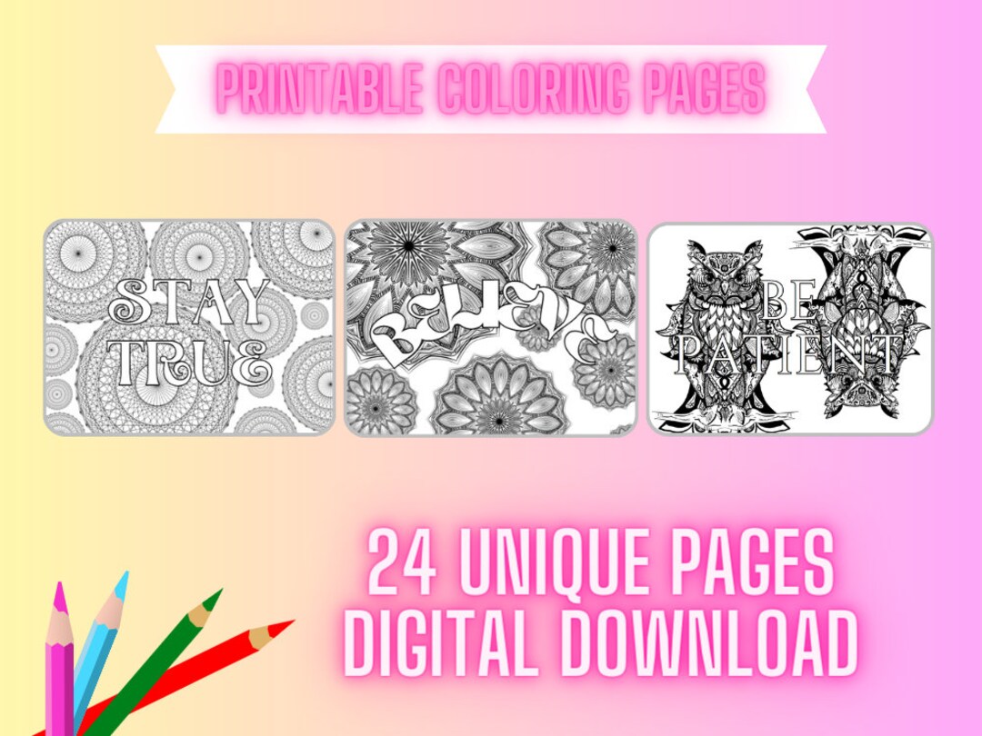 Positive Affirmation Adult Coloring Page Sheets - Mindfulness ...