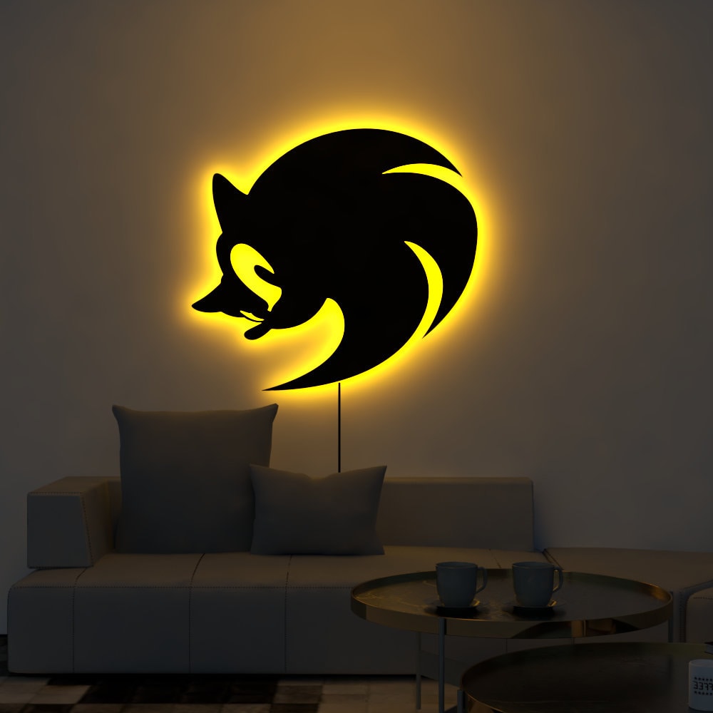 Sonic RGB Sign, Sonic Wooden Wall Decor, Sonic Led Light Sign, Rgb Wall ...