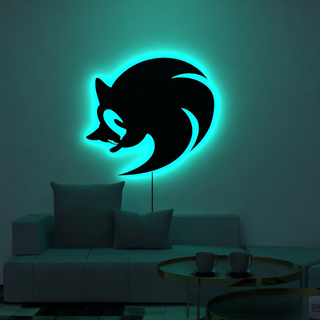 Sonic RGB Sign, Sonic Wooden Wall Decor, Sonic Led Light Sign, Rgb Wall ...