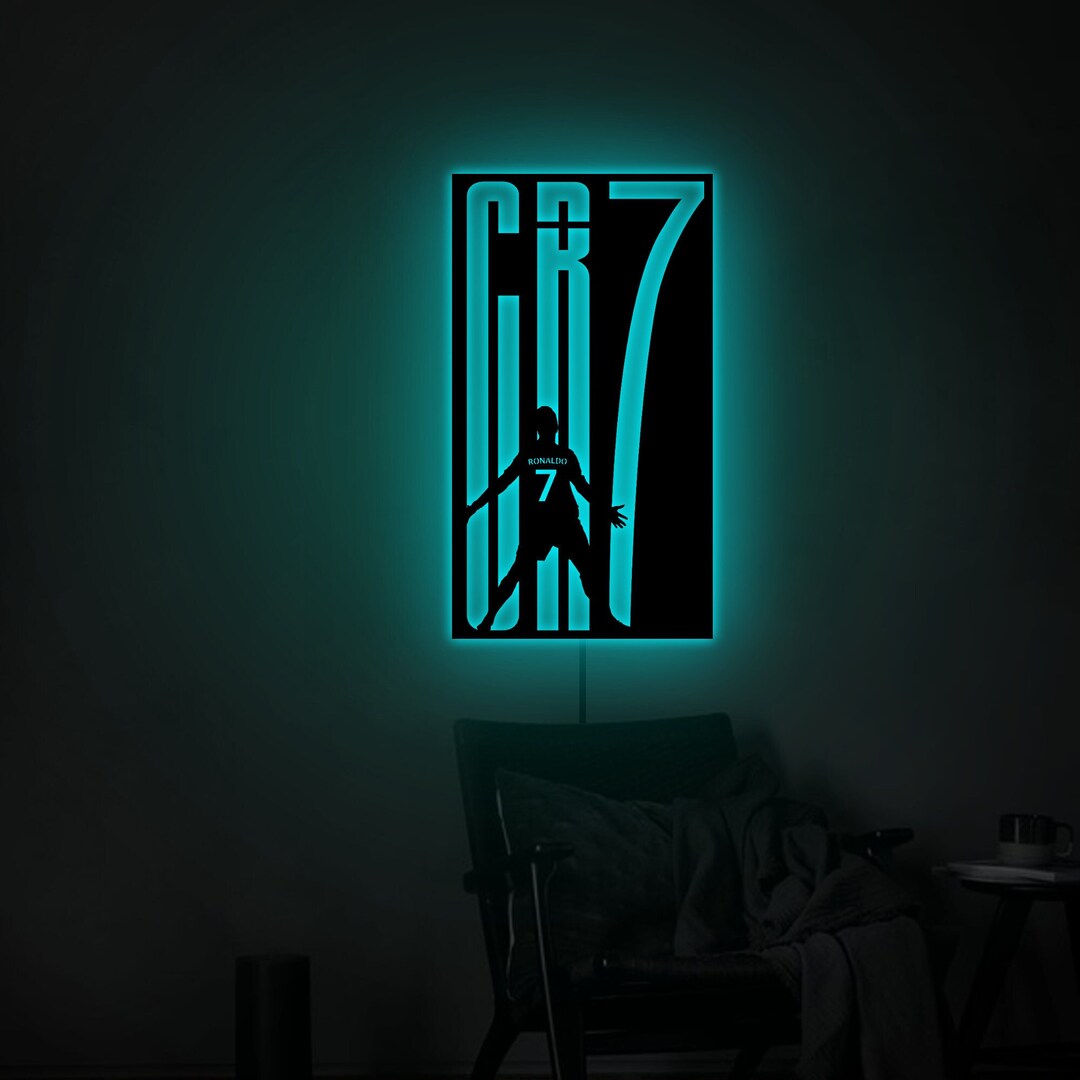 Cristiano Ronaldo Led Wooden Wall Sign, Ronaldo Led Lighted Wall Decor ...