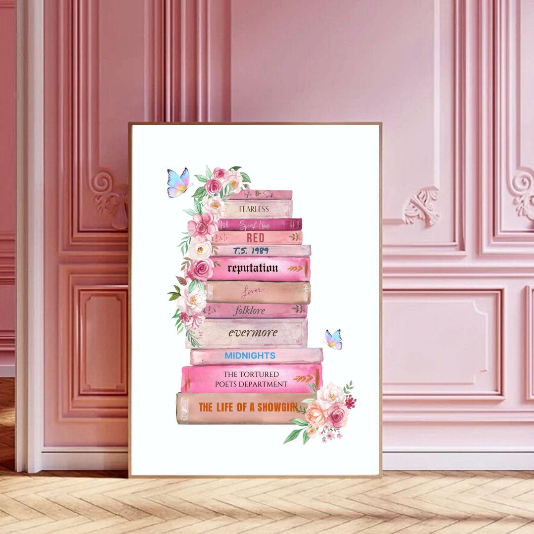 Taylor Swift Albums-book Stack, Taylor Swift Coquette, Book Lover Art ...