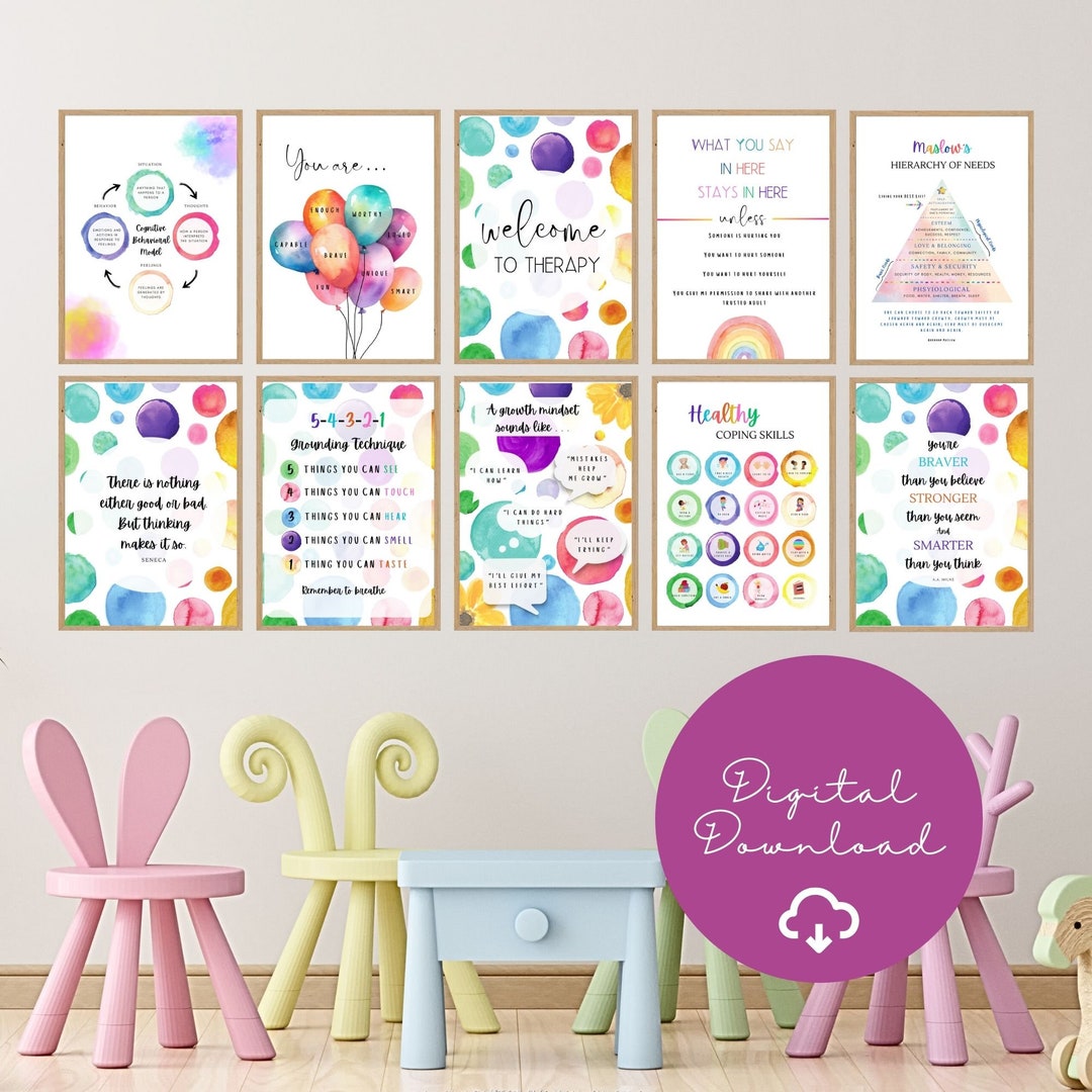 Rainbow Polka Dot Digital Download- Therapist Office and Calming Corner ...