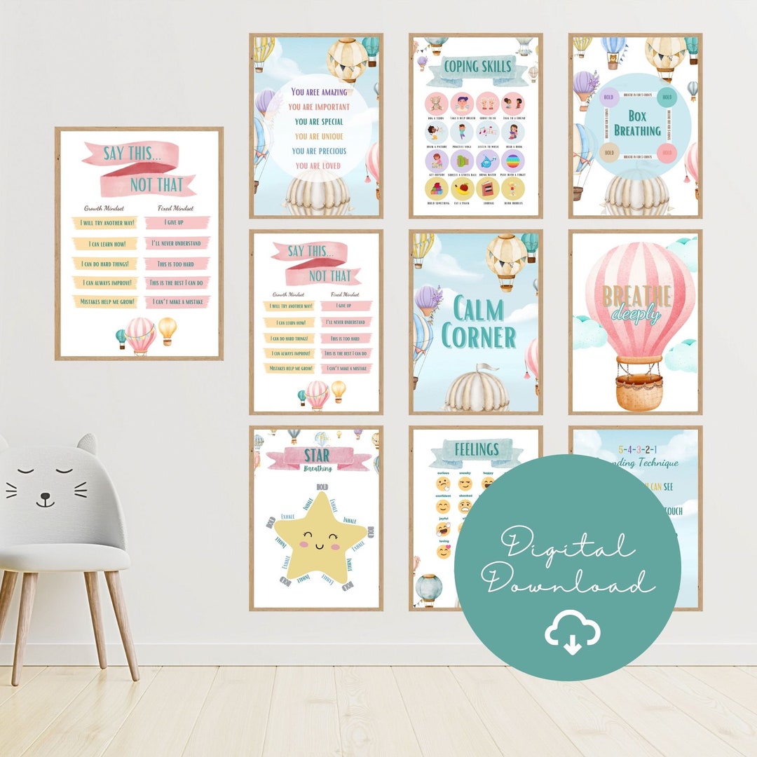 Hot Air Balloon Wall Decor- Hot Air Balloon Calm Corner Posters ...