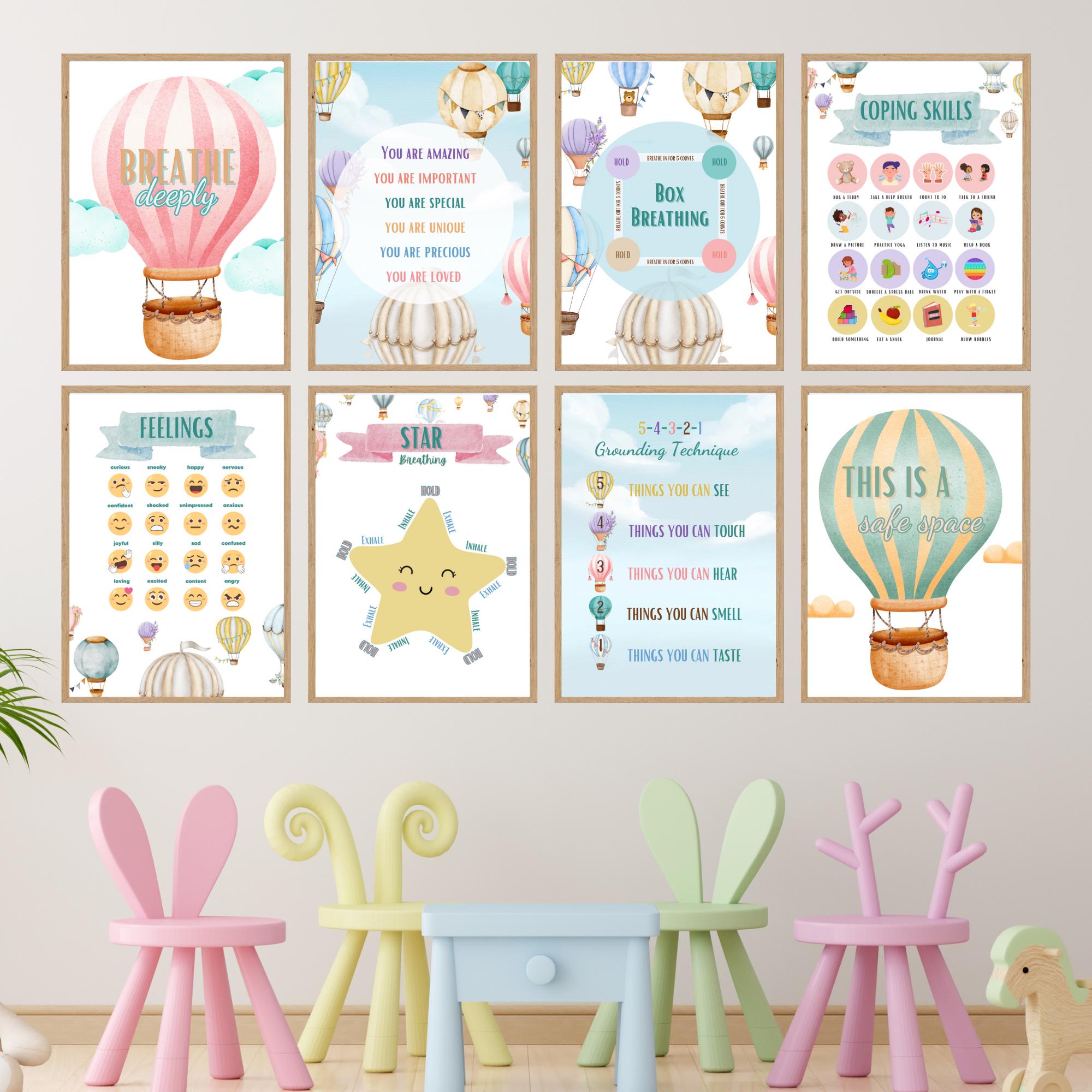 Hot Air Balloon Wall Decor- Hot Air Balloon Calm Corner Posters ...