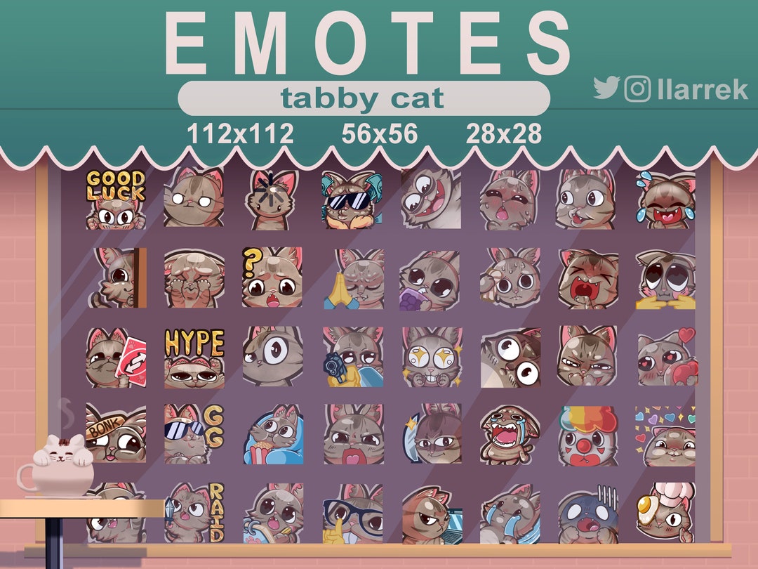 Gray/tabby Cat Bundle Pack 40 Emotes Twitch, Discord, Youtube Streamers ...