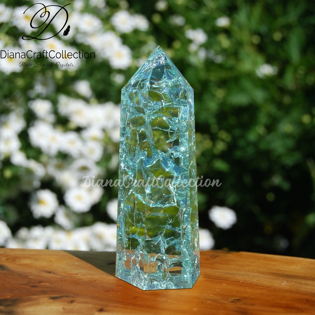 Blue Crackle Quartz Tower Point Metaphysical Crystal Obelisk Quartz ...