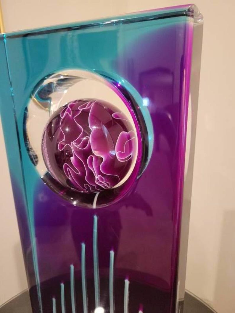 Rare Shlomi Haziza Lucite Acrylic Table Sculpture - Purple and Teal ...