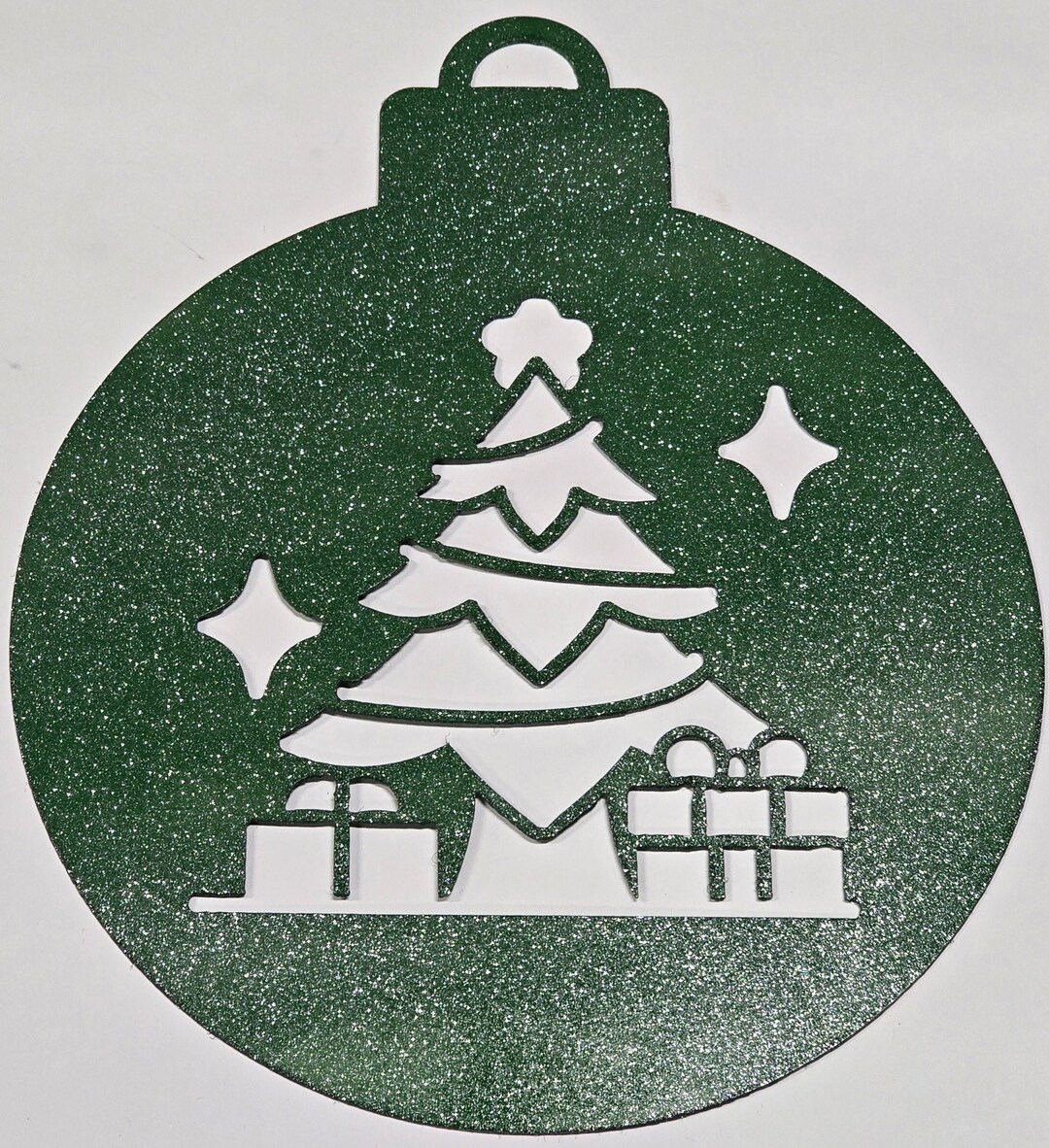 Large Metal Christmas Tree Cutout Ornament With Glitter | Sparkling ...