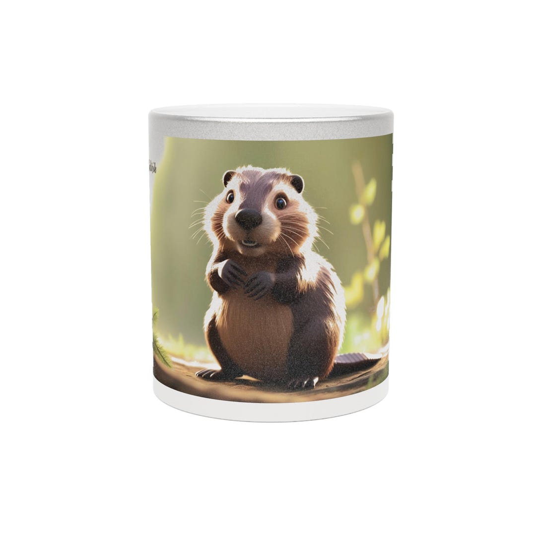 Mug, Cute Beaver Metallic Cup, Silver\/gold, Animal Lover Gift, Coffee ...
