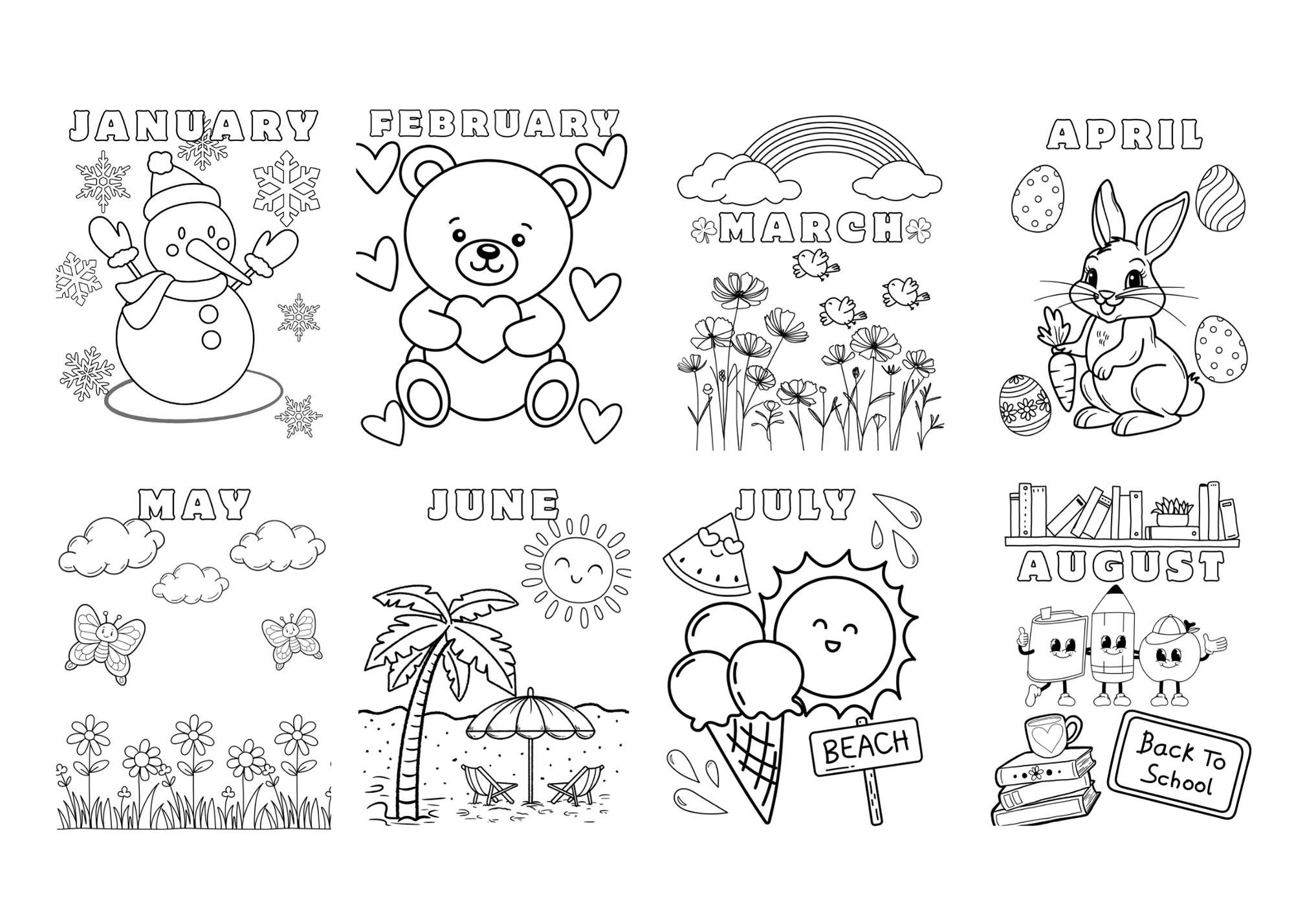 Months of the Year Coloring Book | Seasonal & Holiday Coloring Pages ...
