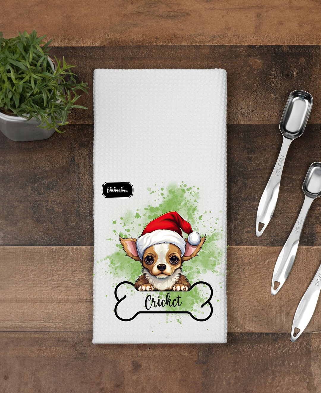 Christmas Dog Kitchen Decor Hand Towel, Personalized Pet Lover ...