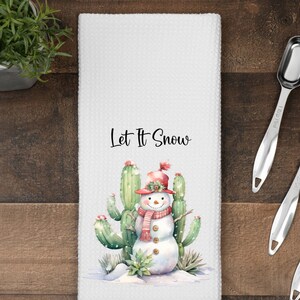 Christmas Desert Cactus Snowman or Santa Kitchen Dish Towel Decor ...