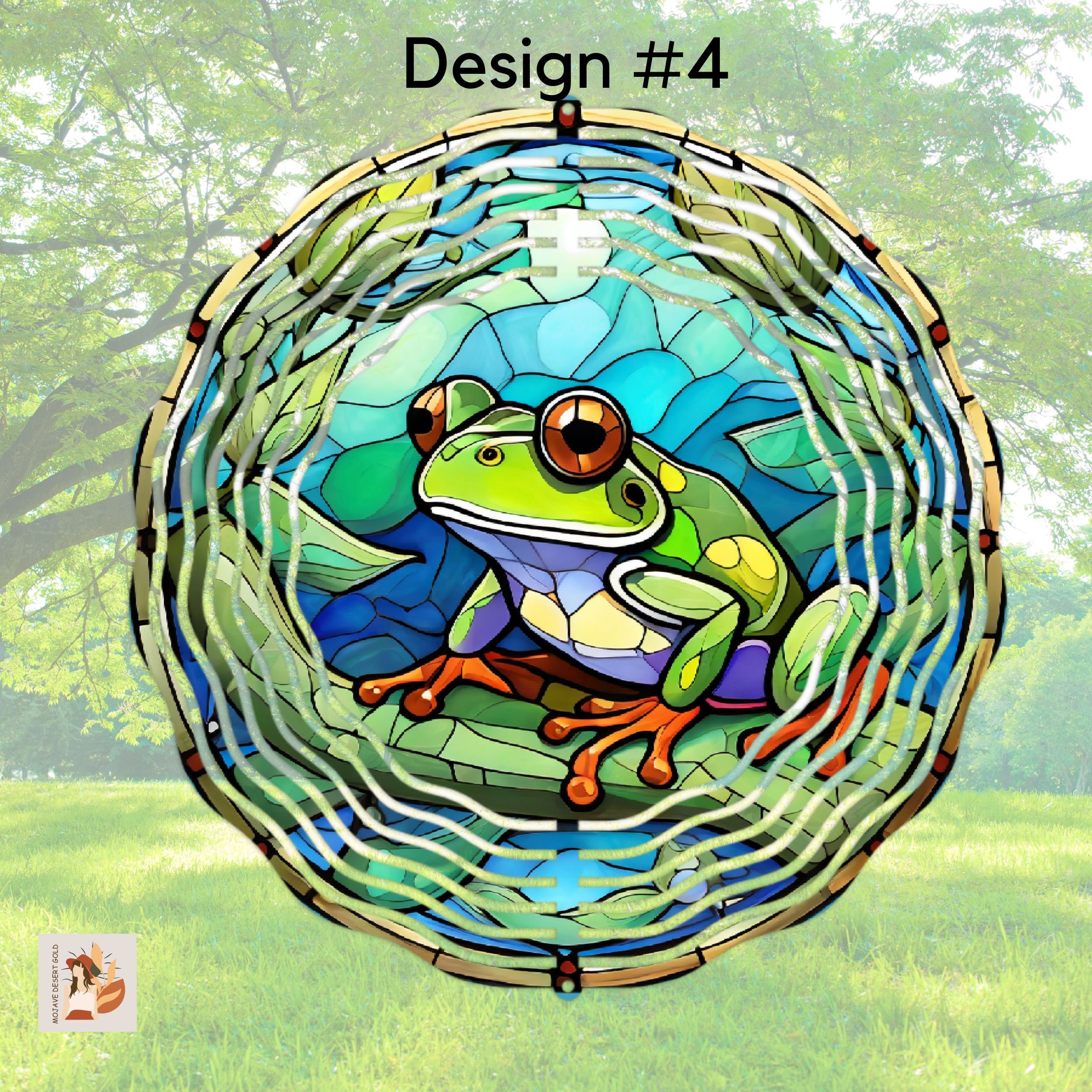 Frog Wind Spinner, Vibrant, Metal, Stained Glass, Porch, Garden Yard ...