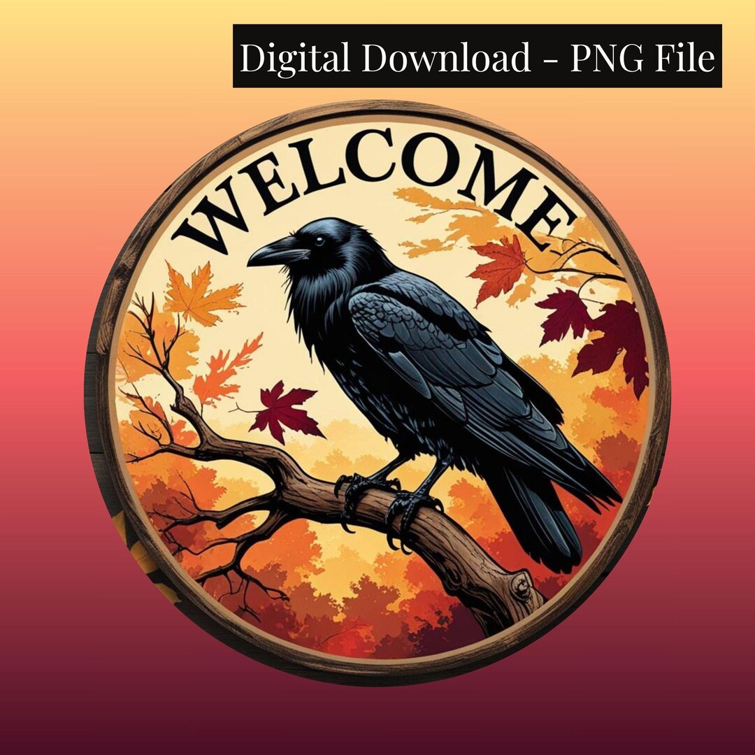 Gothic Crow Digital Download Png for Sublimation Design for Wreath ...