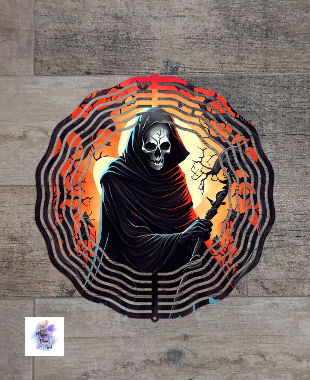 Halloween Grim Reaper Monster Wind Spinner, Vibrant, Metal, Garden ...