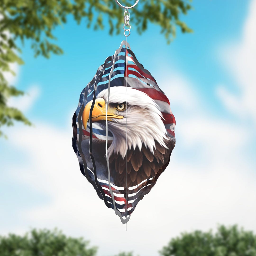 Patriotic Eagle Wind Spinner Dad Gift Unusual Gift for Men Veteran ...