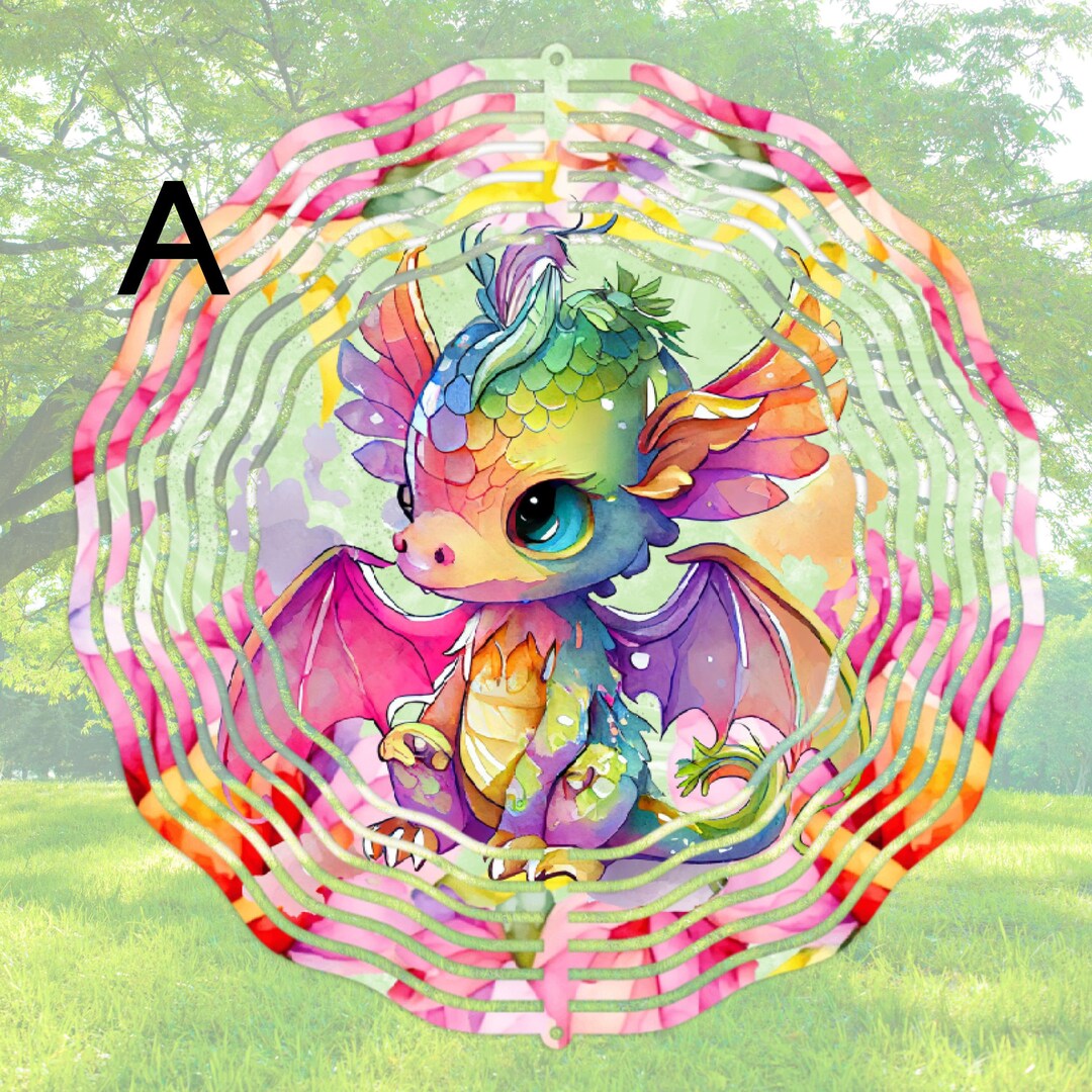 Dragon Wind Spinner, Vibrant, Hanging Garden Spinner, Metal, Garden ...