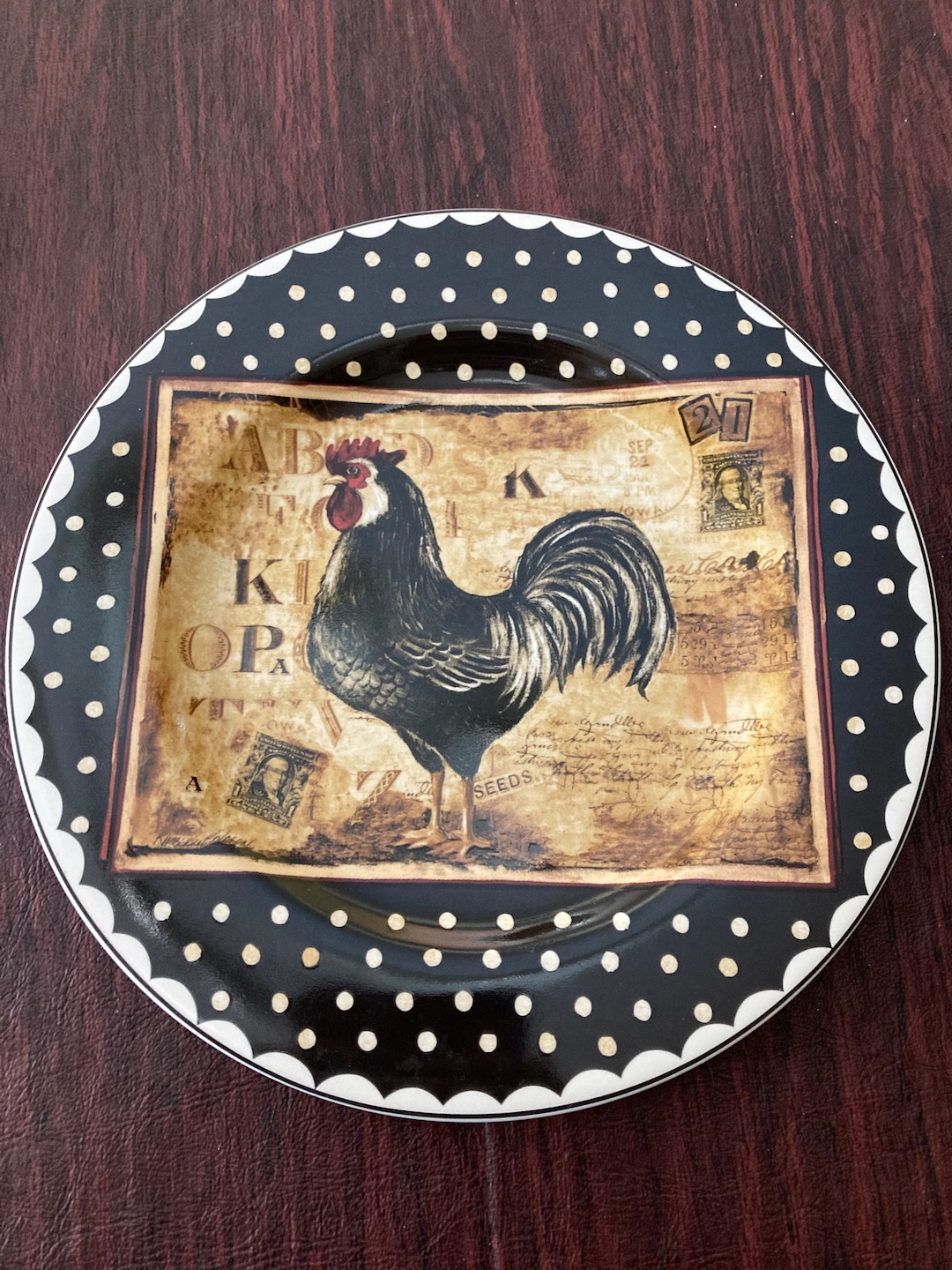 Retro Rooster Plate - Etsy