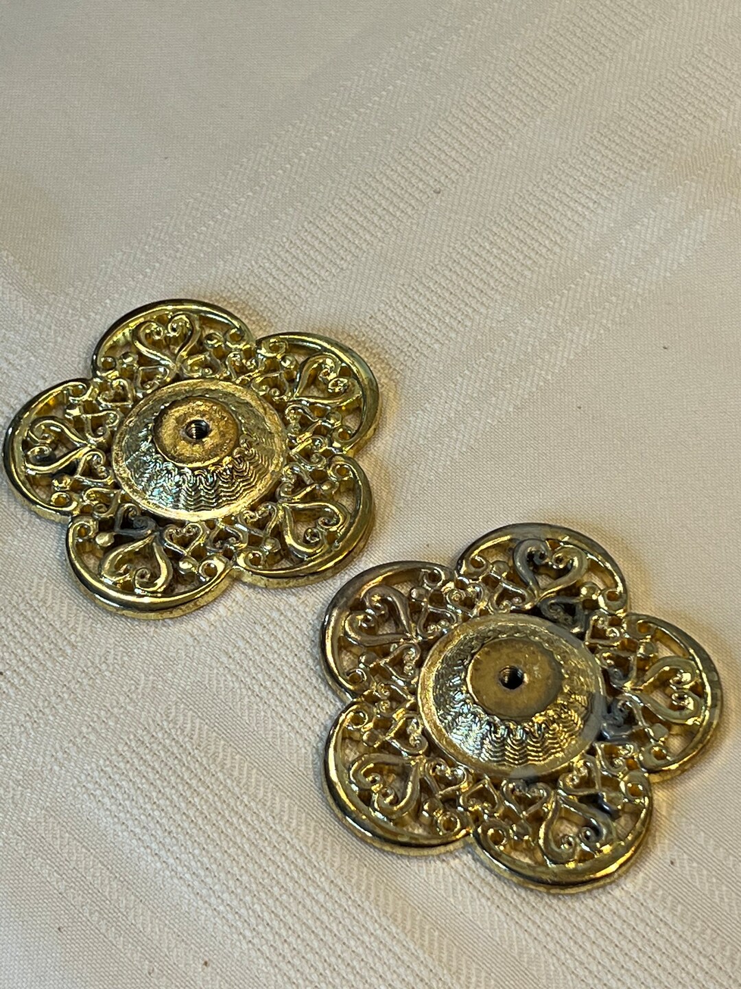 Vintage Gold Tone Knob Backplate set of Two Backplate Knob - Etsy