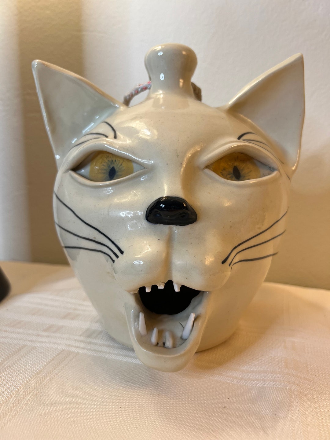 Ceramic Cat Head Halloween Decor Scary Cat - Etsy