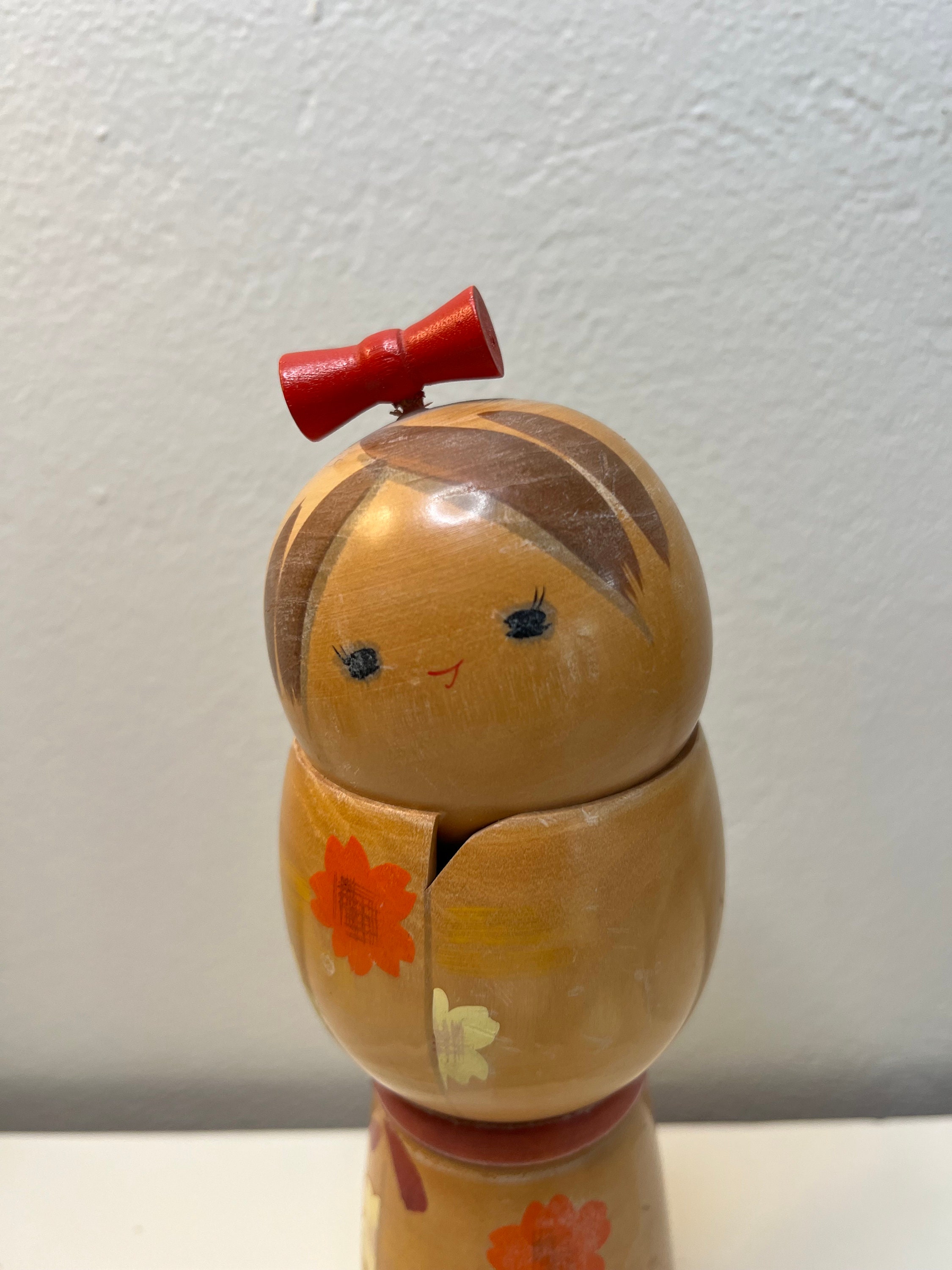 Vintage Kokeshi Dolls, Japanese Kokeshi Doll, Hand Painted, Made of ...