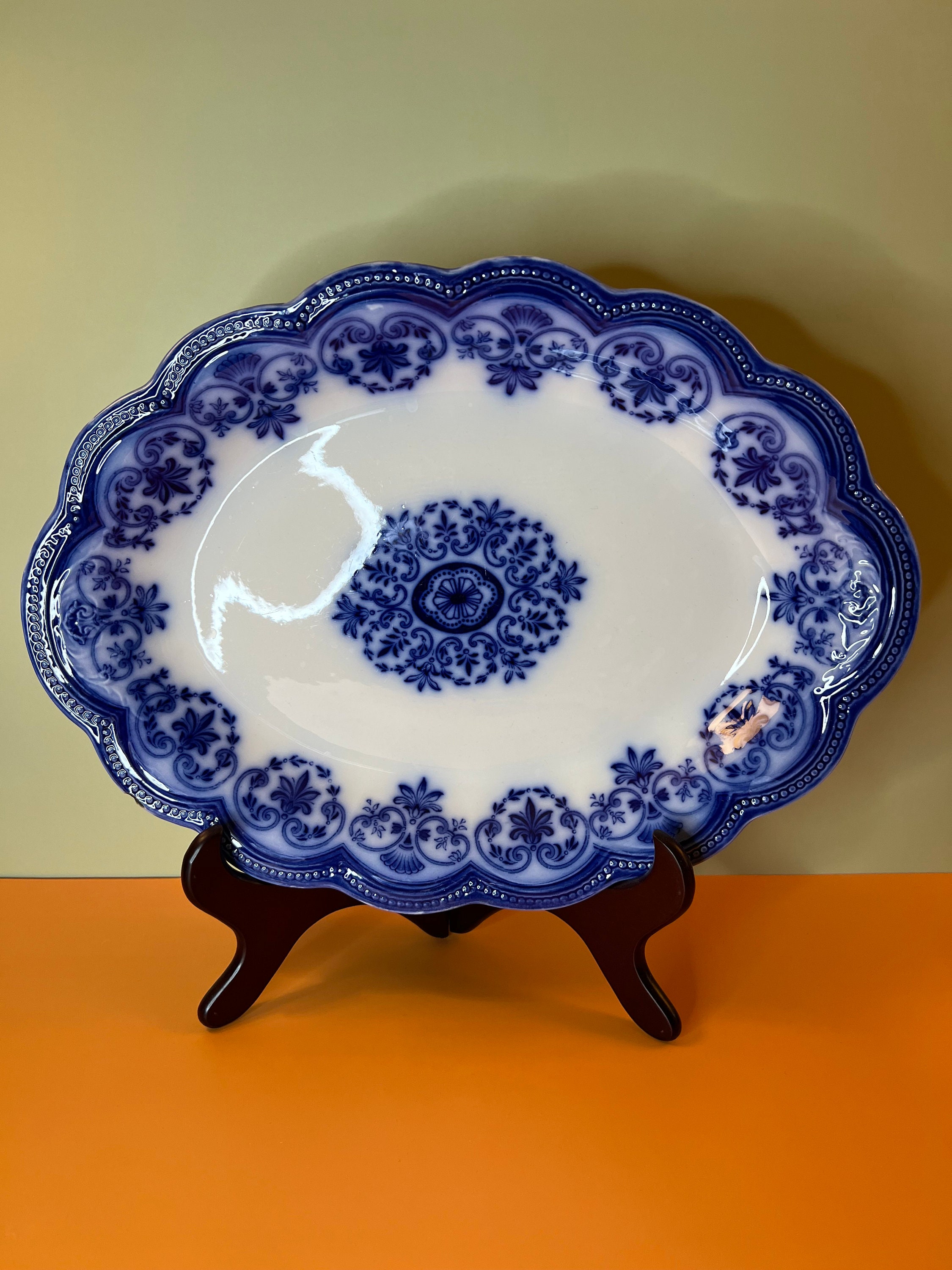 Antique Flow Blue Platter Regent by Johnson Bros England Made in 1960s ...