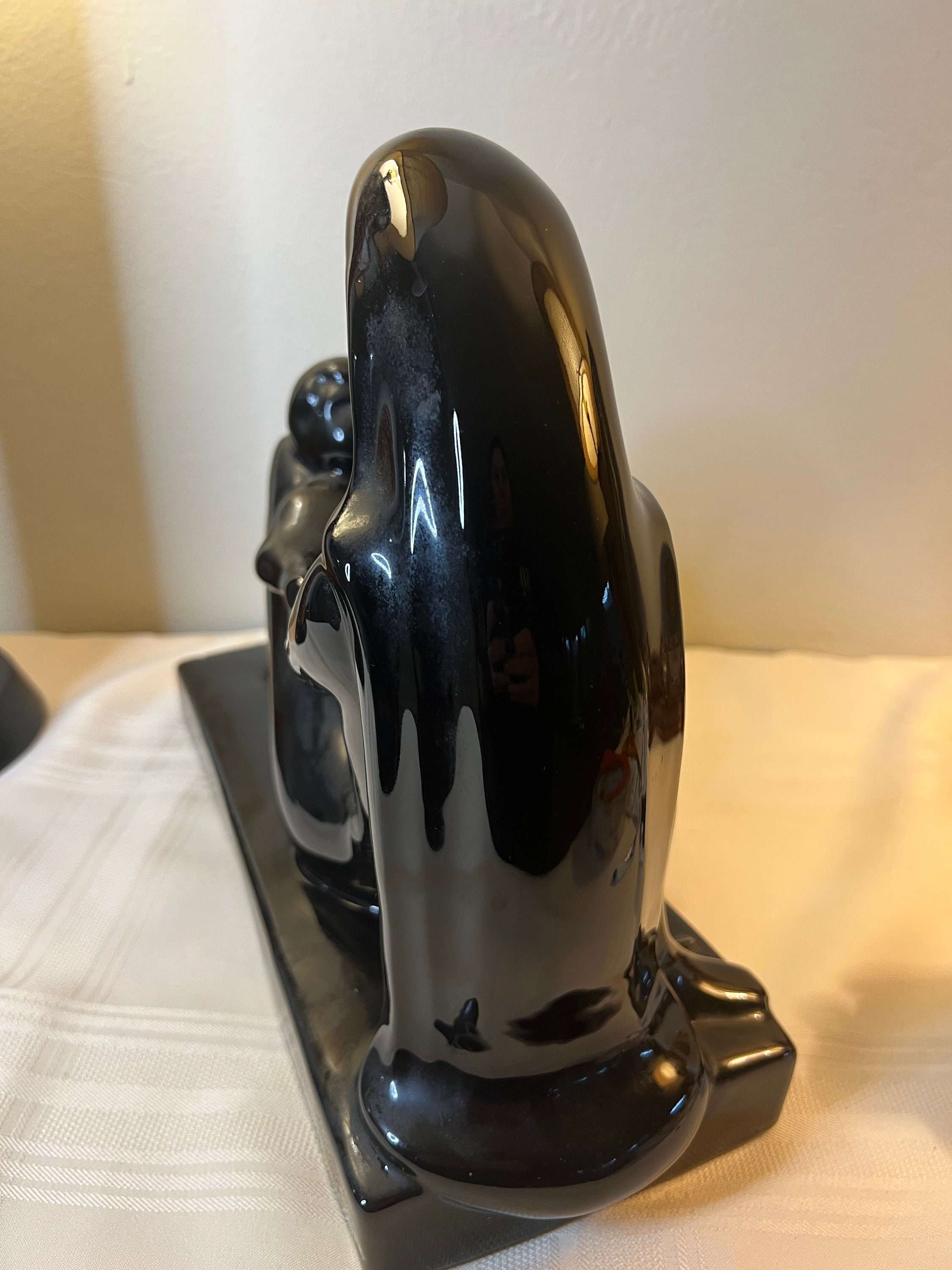 Royal Haeger 1990s Modern, Black Art Deco Pottery, Mother and Child ...