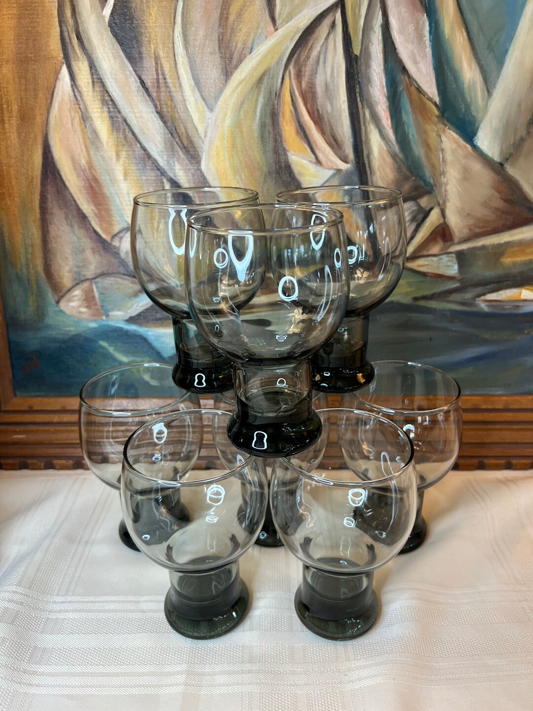 Vintage Federal Glass Beer Glasses - 1970s Smoke Gray Sundown Set - Etsy
