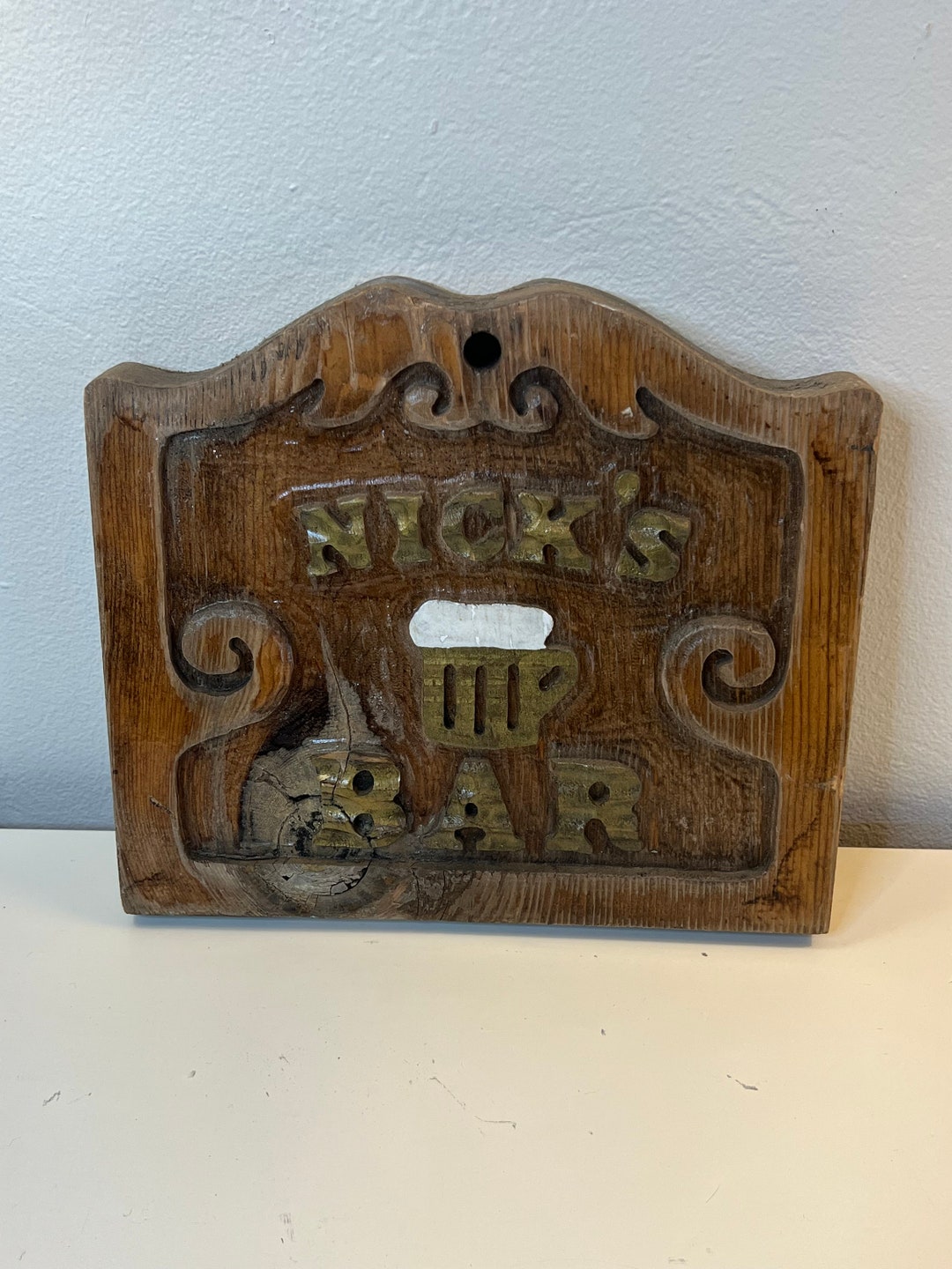 BAR SIGN, Nick's Bar, Old Fashion Bar Sign, Saloon Bar Sign, Man Cave ...