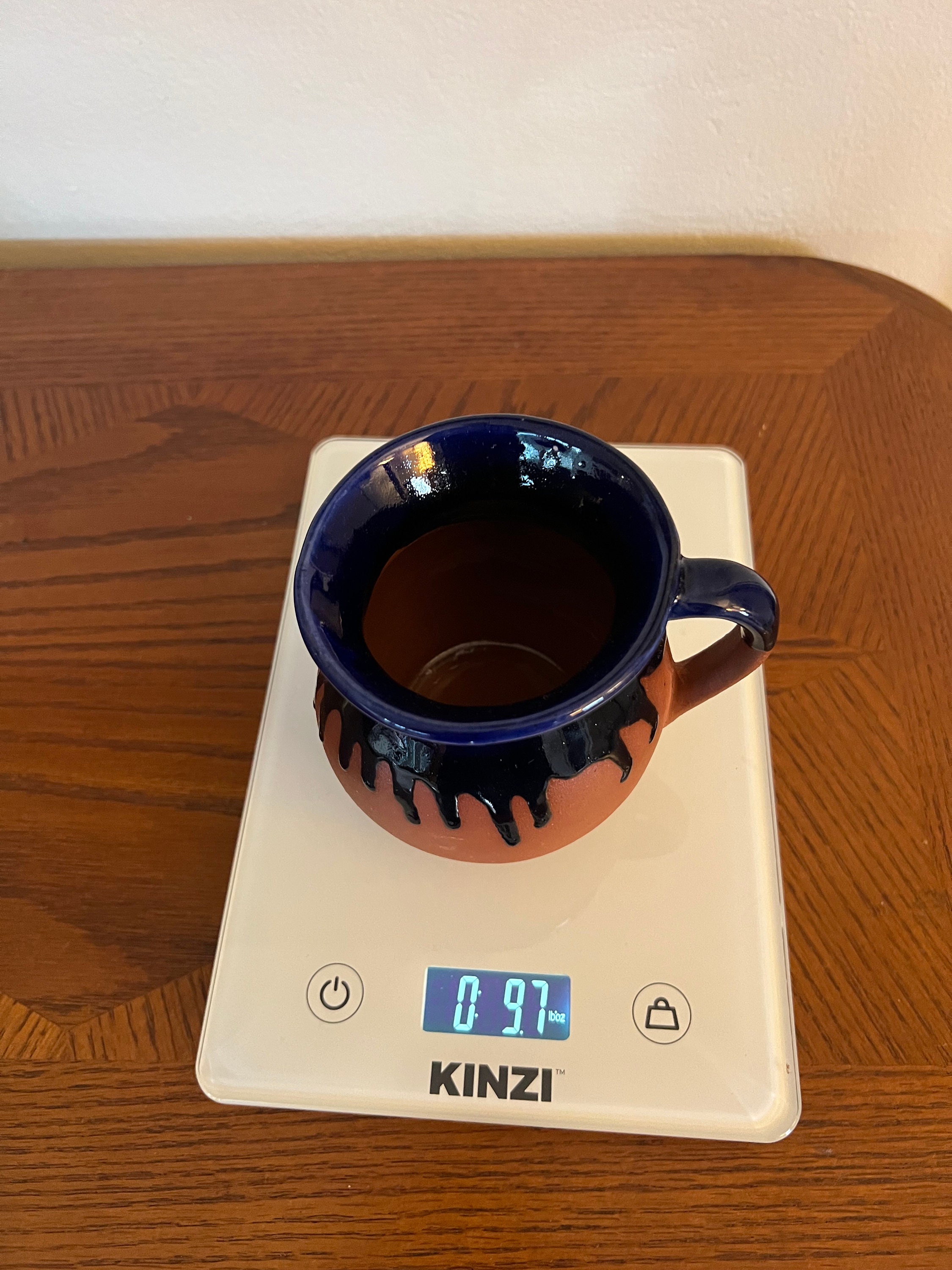 Brown and Blue Chorreado Mexican Clay Mug Jarrito Mexicano Handmade Mug ...