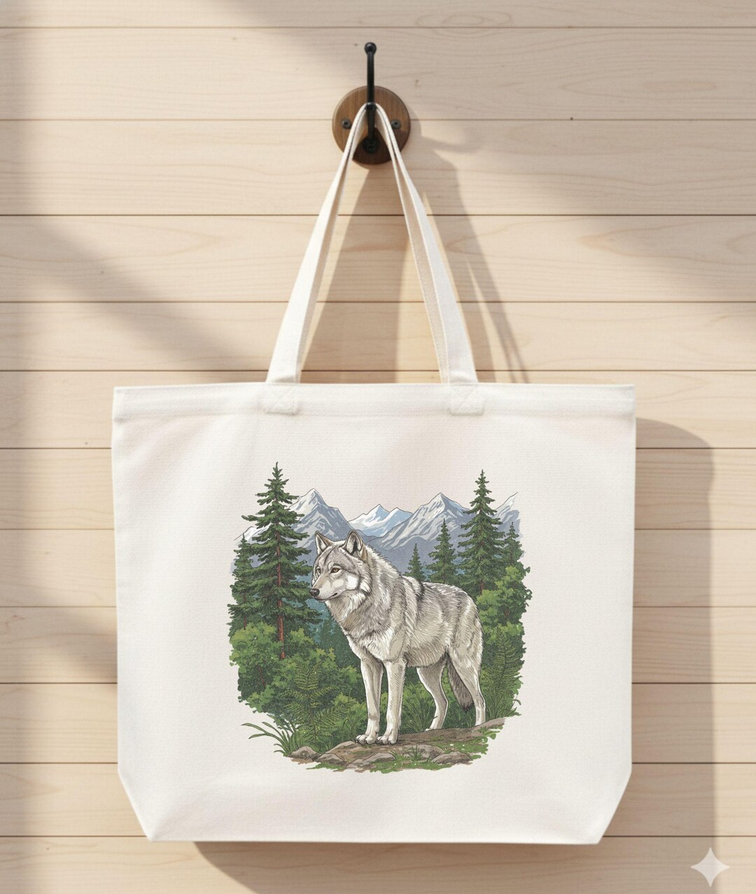 Vintage Wolf Tote Bag, Large Western Tote Bag, Retro Wolf Wildlife Tote ...