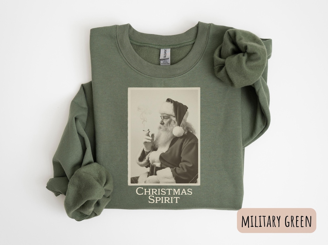 Vintage Santa Sweatshirt, Christmas Spirit Crewneck, Retro Holiday ...