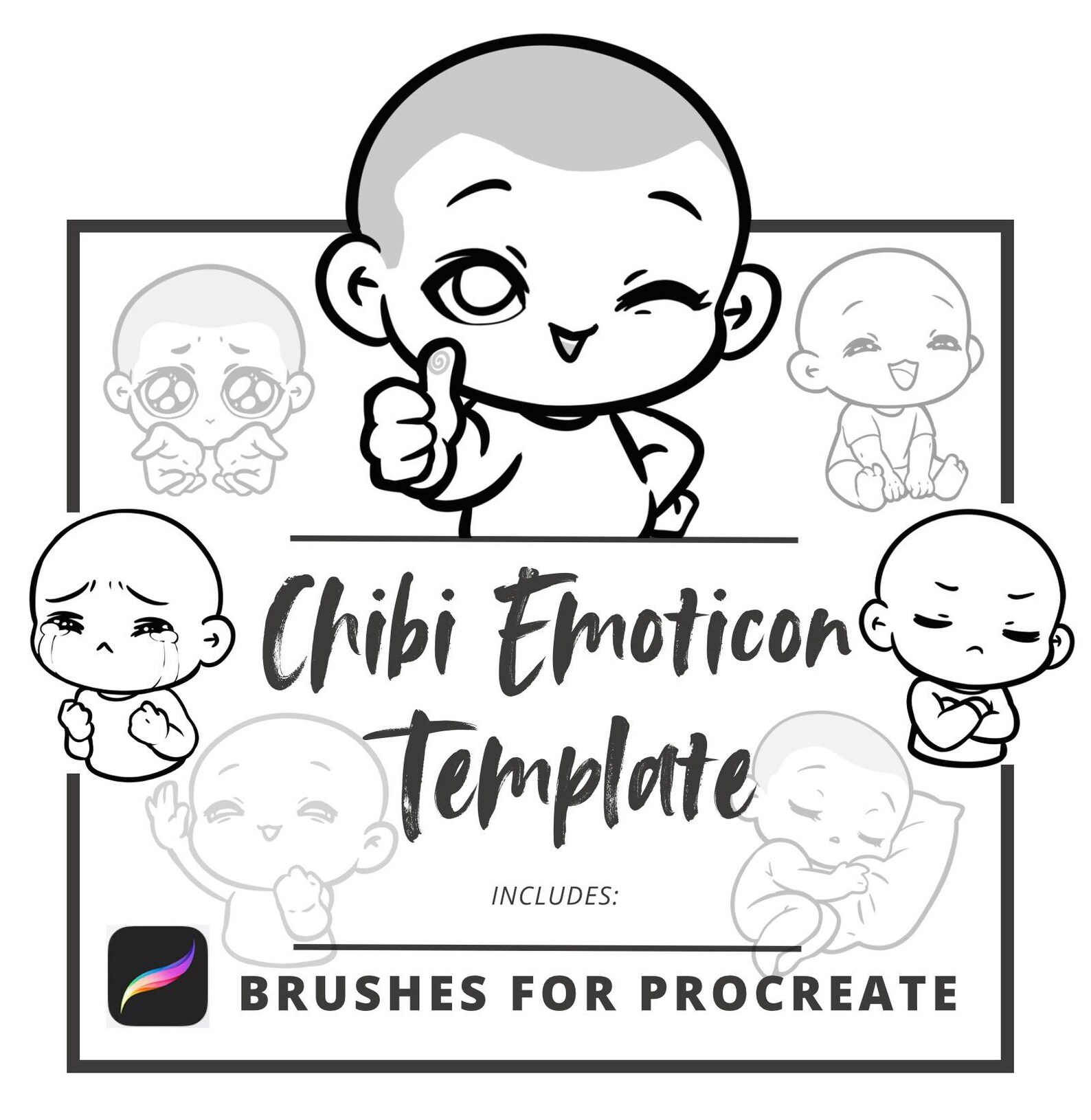 Chibi Emoticon Template - PNG and Procreate - Etsy UK